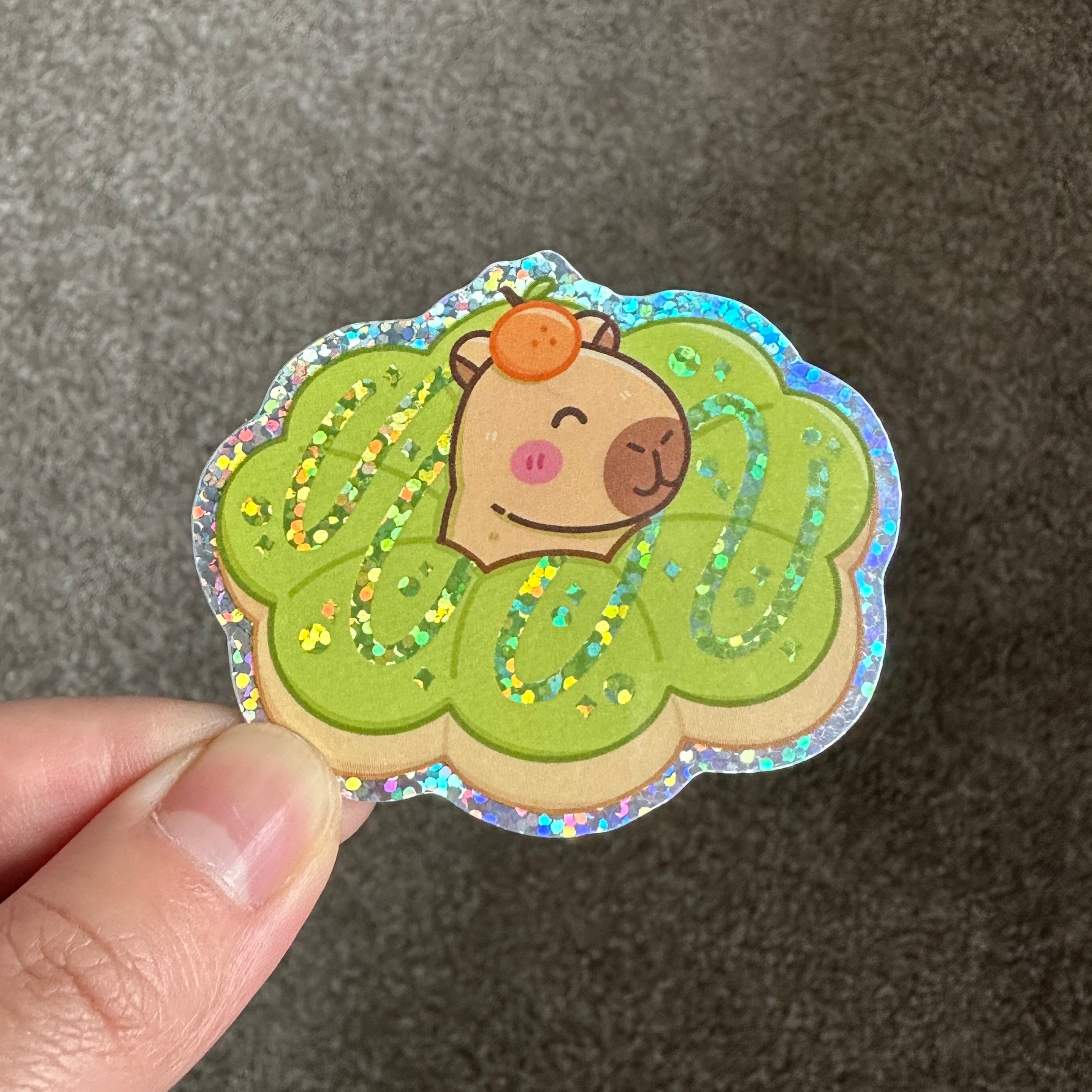Capybara Mochi Donut Glitter Die Cut Sticker [Exclusive] – Cute ...
