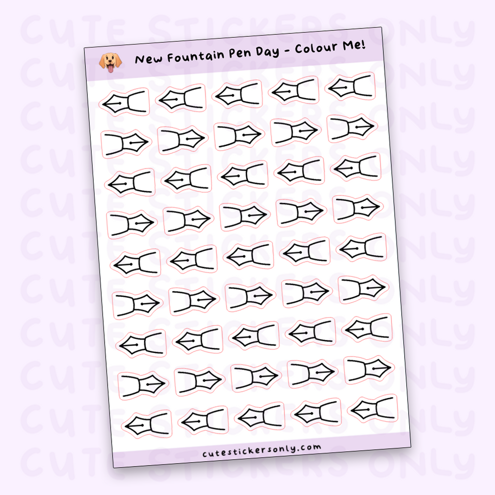 New Fountain Pen Day - Colour Your Own Sticker Sheets – Cute Stickers Only