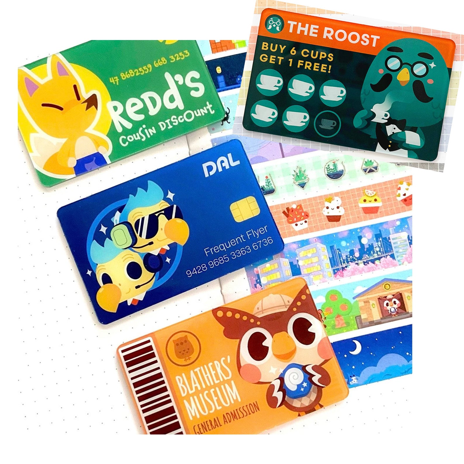Animal Crossing Washi Cutter - Blathers Ticket, DAL Card, Redd Card, B ...